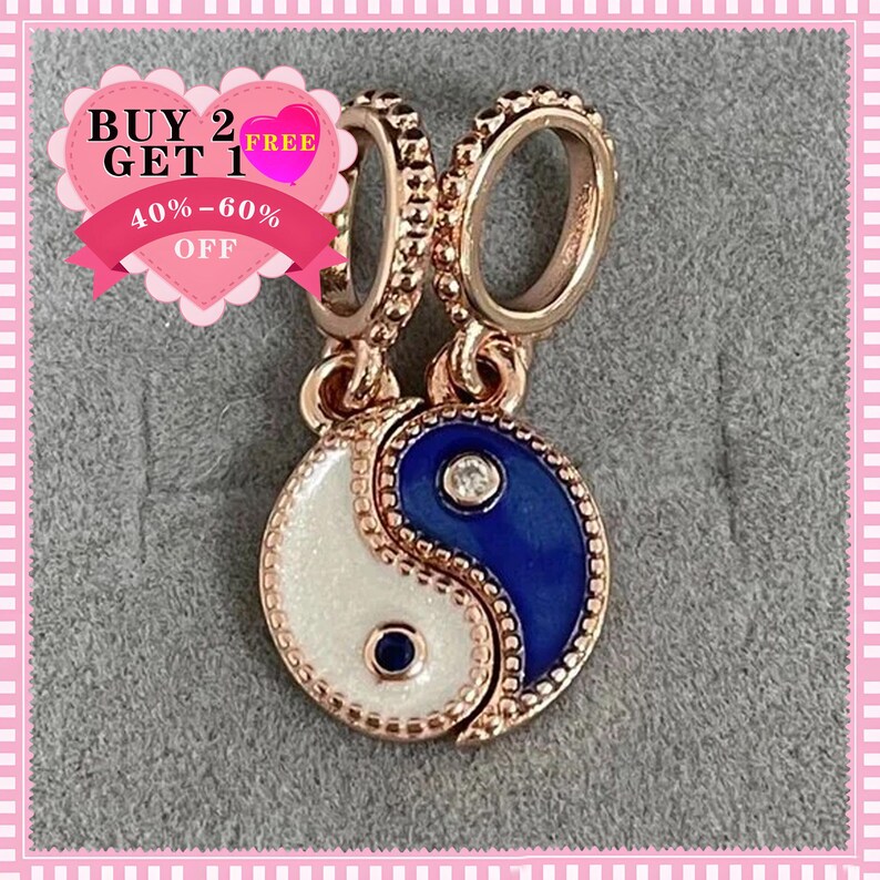 Splittable Yin & Yang Sparkling Dangle Charm, Charm for Bracelets ...