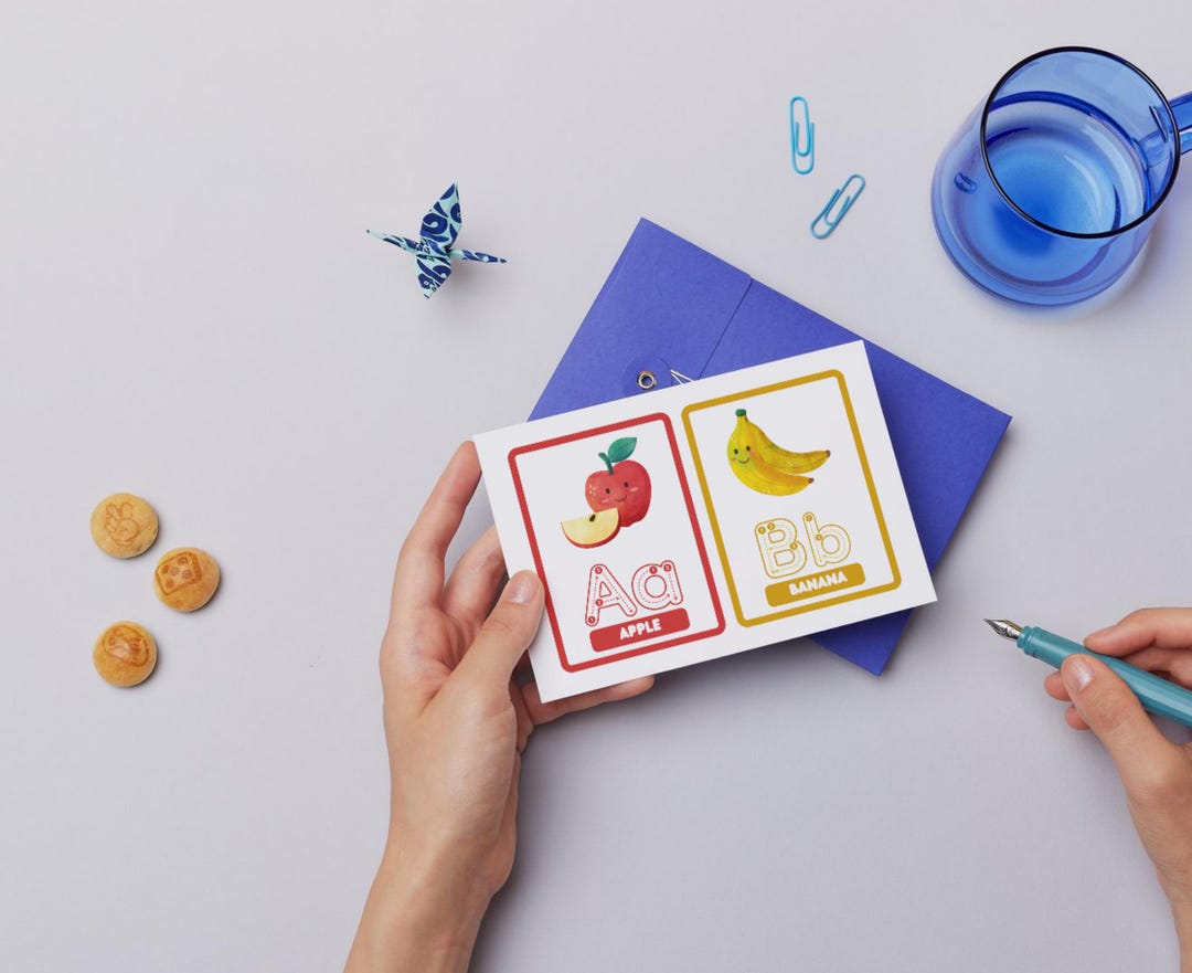 Alphabet Flashcards With Fruits & Veggies | Toddler A-Z Tracing Cards ...