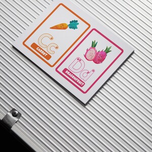 Alphabet Flashcards With Fruits & Veggies | Toddler A-Z Tracing Cards ...