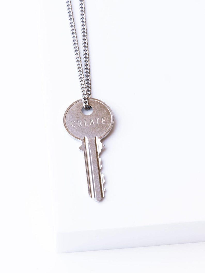 Classic Key Silver Chain Necklace - Etsy