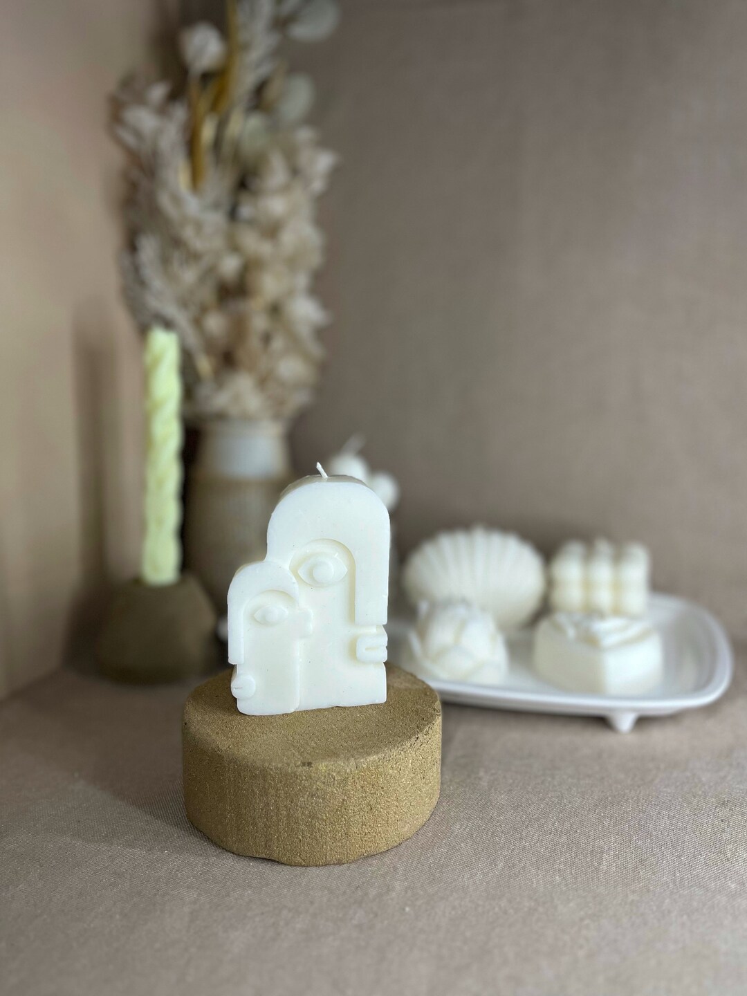 Statue Candle, Cube Candle, Heart Cube Candle, Unscented Handmade ...