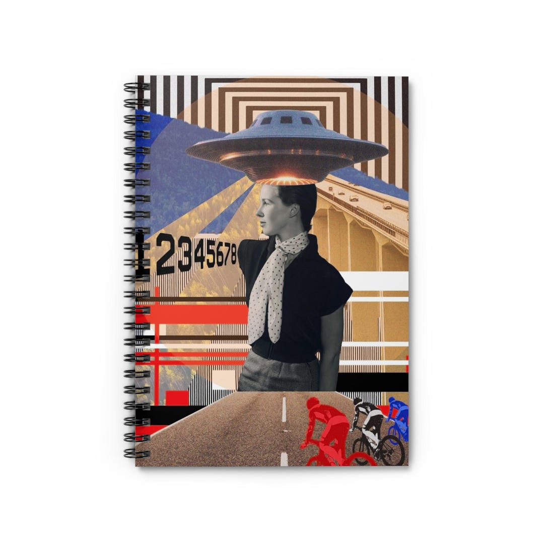 Futuristic Spiral Notebook - Unique Collage Design for Creative Minds ...