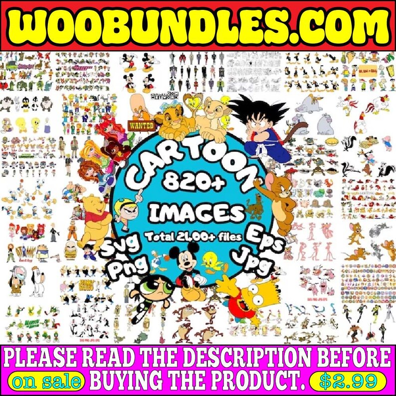 2400 Cartoon Characters Mega Bundle Svg, Cricut Printable Clipart ...