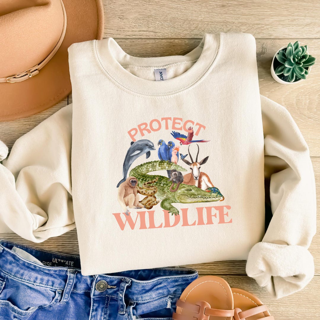 Wildlife Conservation Sweatshirt, Nature Crewneck, Protect Wildlife ...
