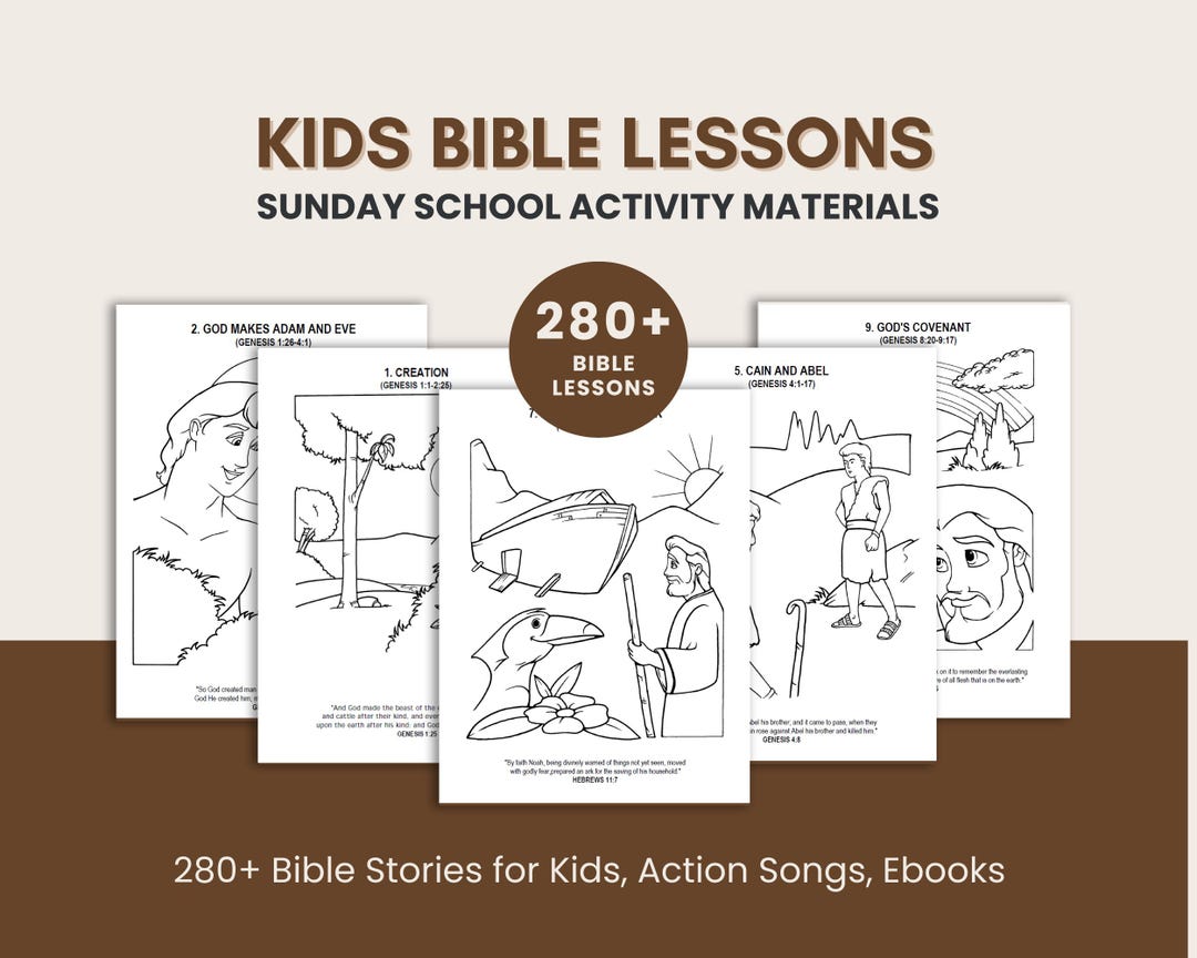 280+ Kids Bible Lesson Bundle: Sunday School Activity, Christian Bible ...