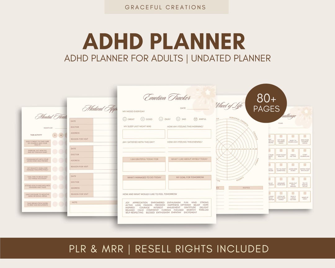 ADHD Planner for Adults, Daily Organizer, Habit Tracker (digital ...
