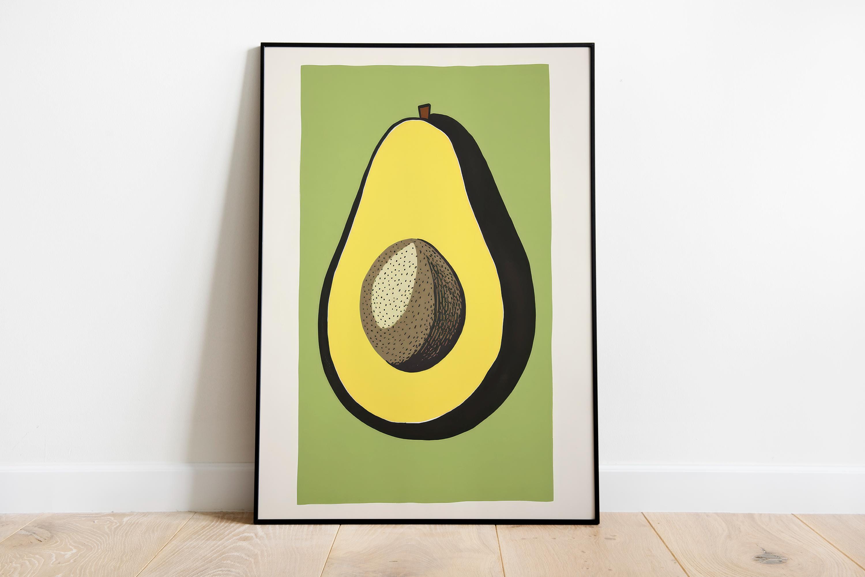Avocado Wall Art, Modern Kitchen Decor, Minimalist Print, Food ...