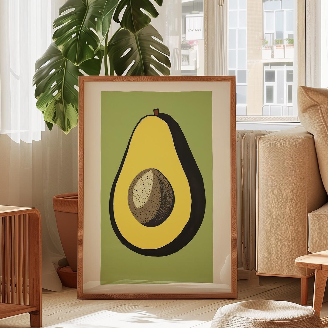 Avocado Wall Art, Modern Kitchen Decor, Minimalist Print, Food ...