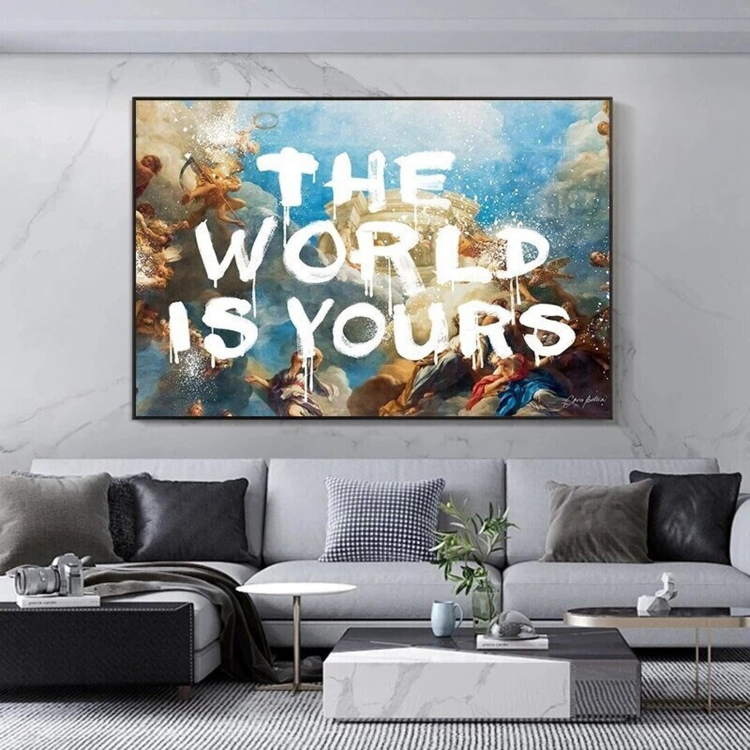 Vintage Plato Letter Oil Canvas Painting Work Smart Hustle Hard the ...