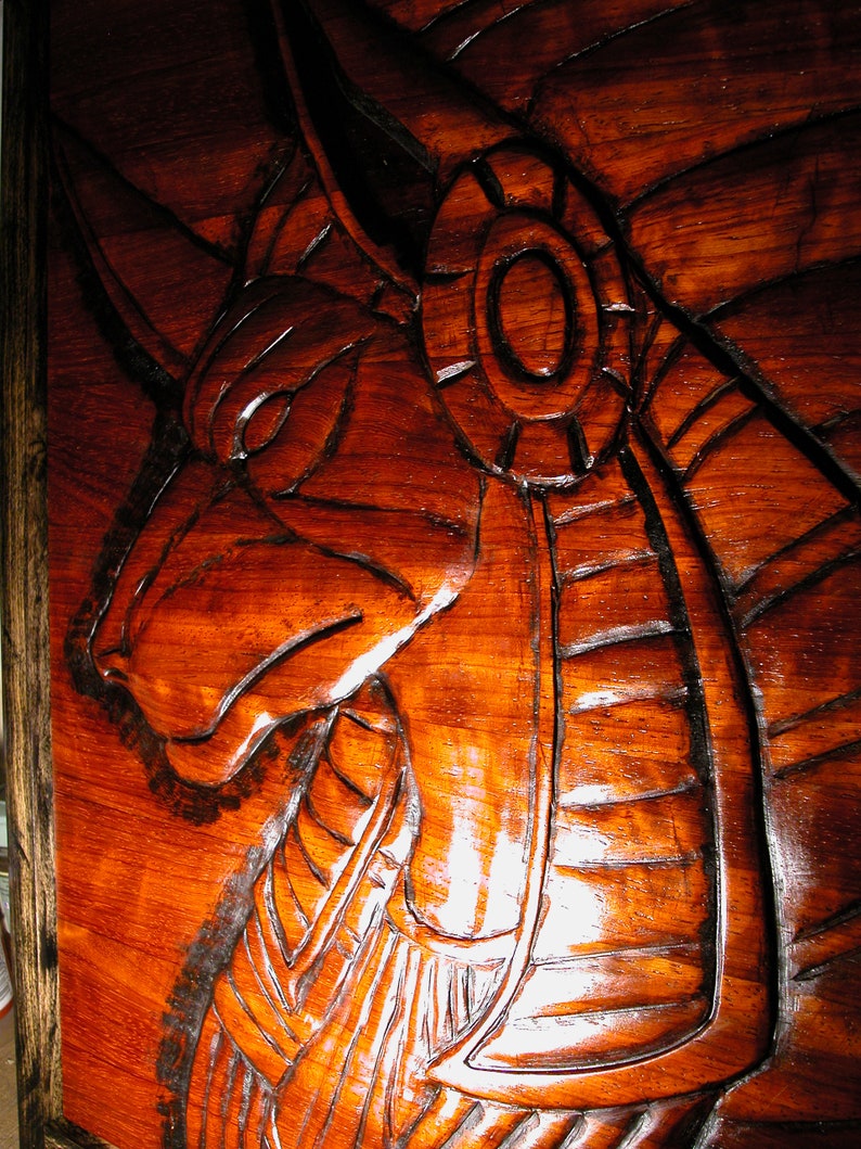 Anubis Wall Art Carved in Red Padauk Wood - Etsy