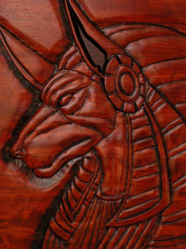 Anubis Wall Art Carved in Red Padauk Wood - Etsy