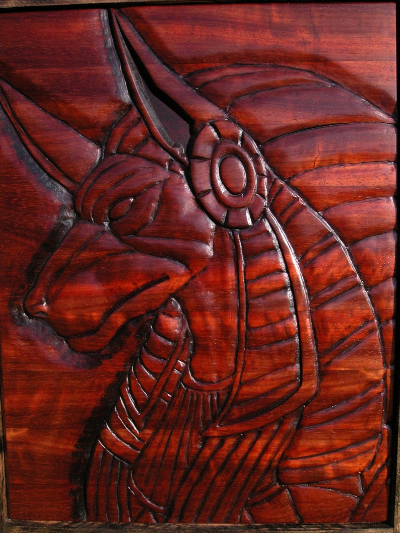 Anubis Wall Art Carved in Red Padauk Wood - Etsy
