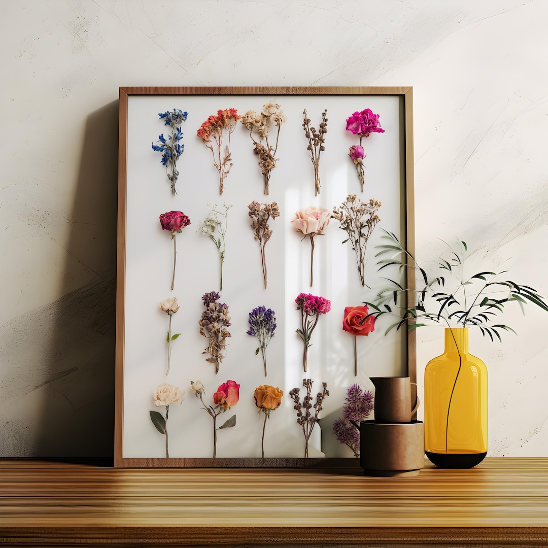 Vintage Dried Flowers Art Print: Rustic Botanical Photography (digital ...