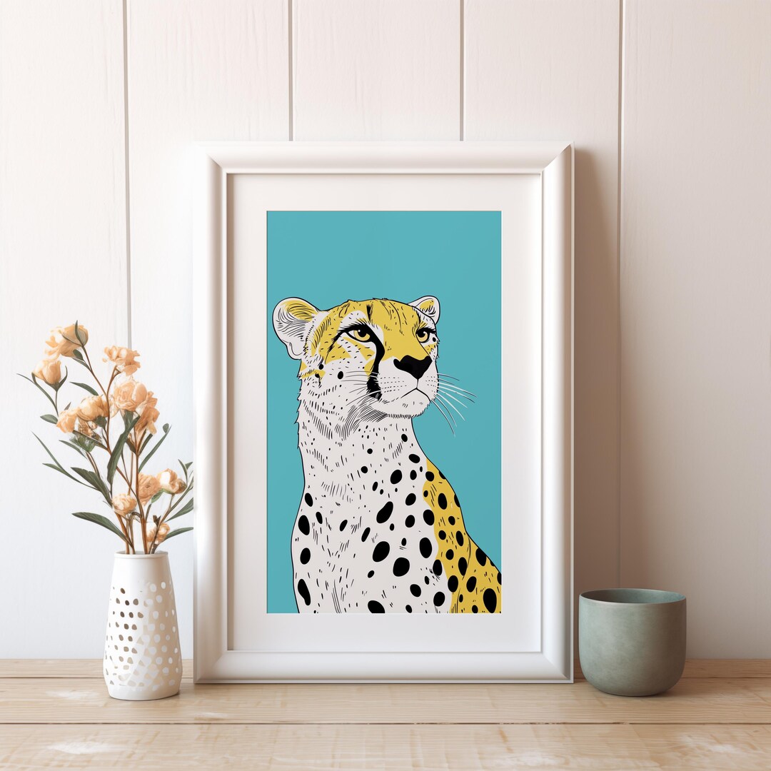 Minimalist Cheetah Art Print: Modern Safari Wall Decor (digital ...