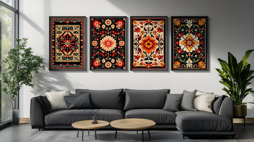 Balkan Floral Print Set: Vintage Folk Art Tapestry (digital Download ...