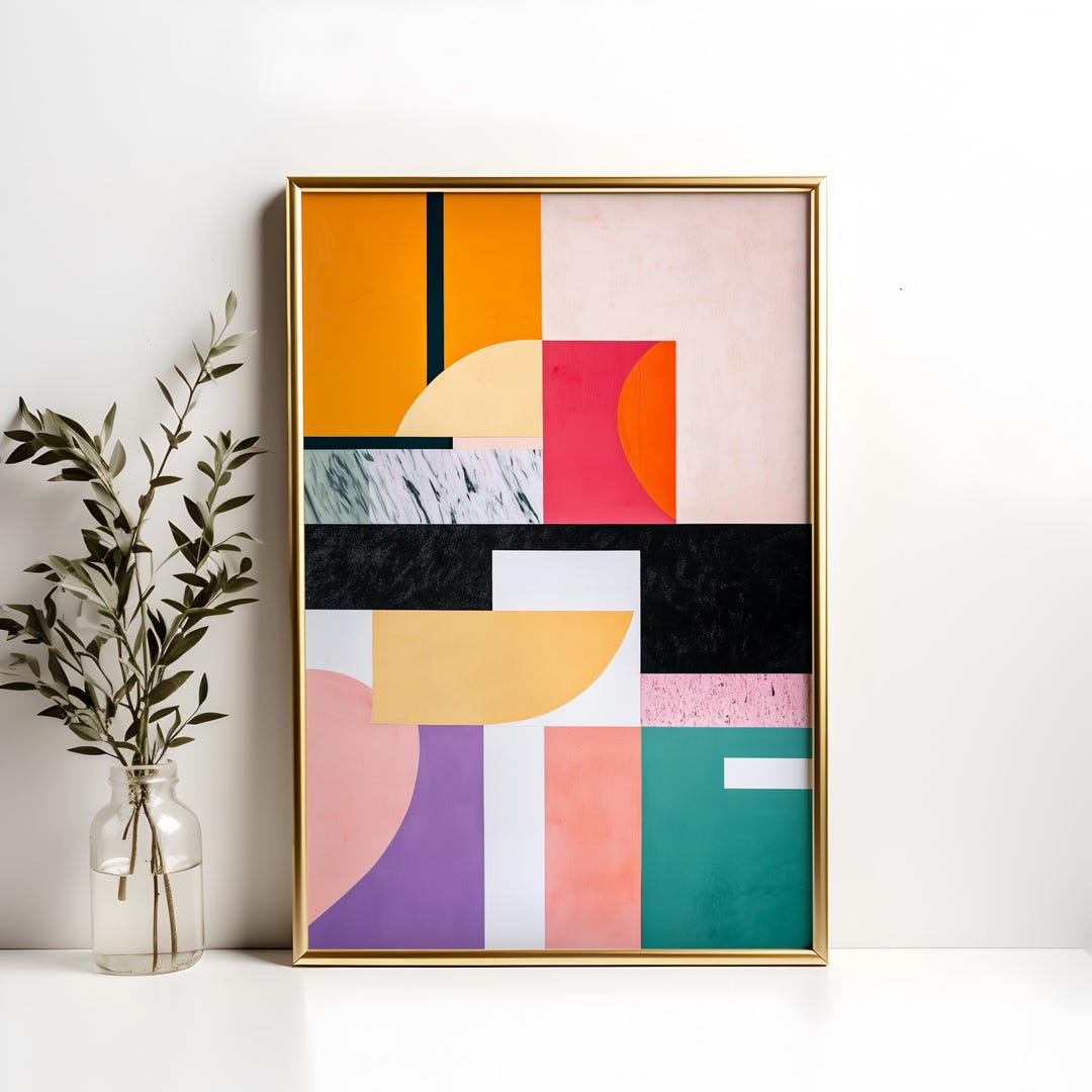 Retro Geometric Print: Mid Century Modern Abstract Wall Art (digital ...