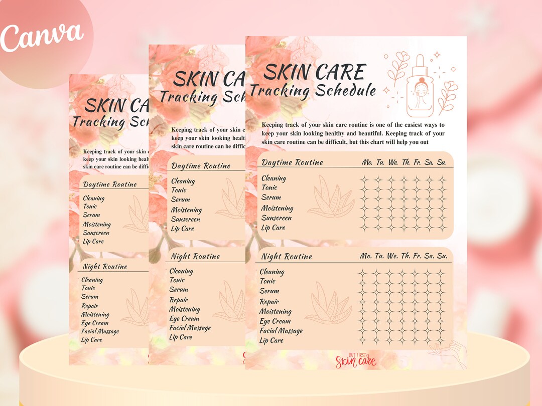 Pink Skincare Routine Tracker Printable Editable - Etsy