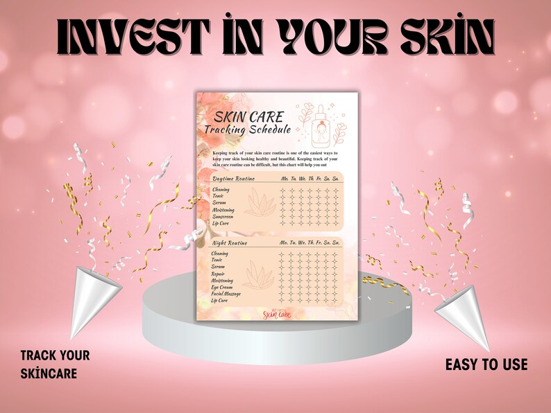 Pink Skincare Routine Tracker Printable Editable - Etsy