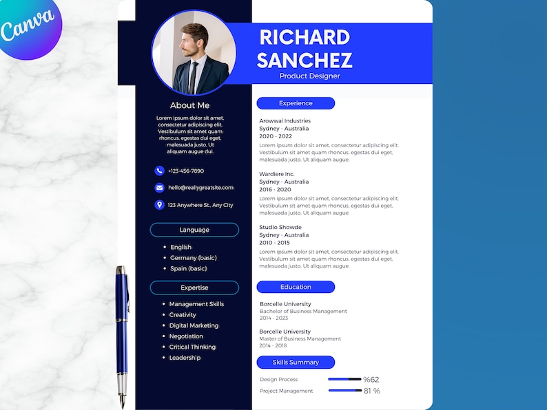 Modern Resume Template: Customizable Canva CV (digital Download) - Etsy