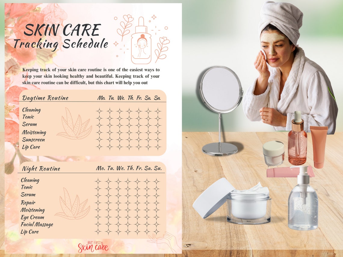 Pink Skincare Routine Tracker Printable Editable - Etsy
