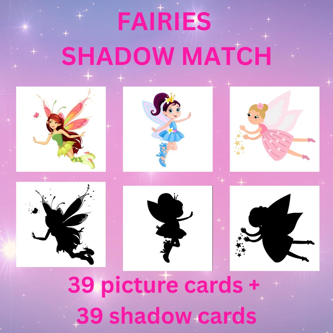 Fairies Shadow Matching / Preschool Learning / Montessori Activity for ...