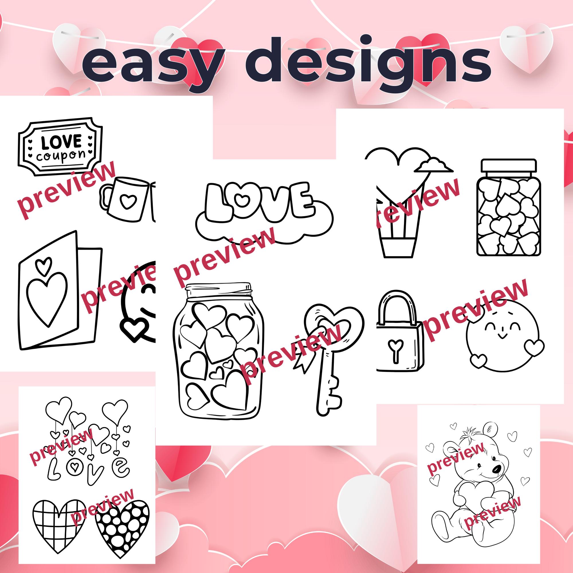Printable Valentines Day Coloring Pages; Easy and Cute Designs for Kids ...