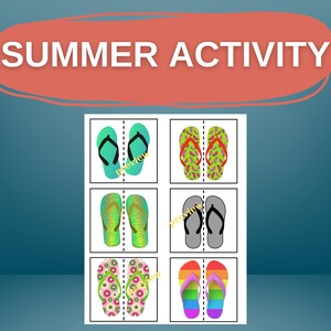 Flip Flop Matching Game / Summer Matching Activity / Preschool Matching ...