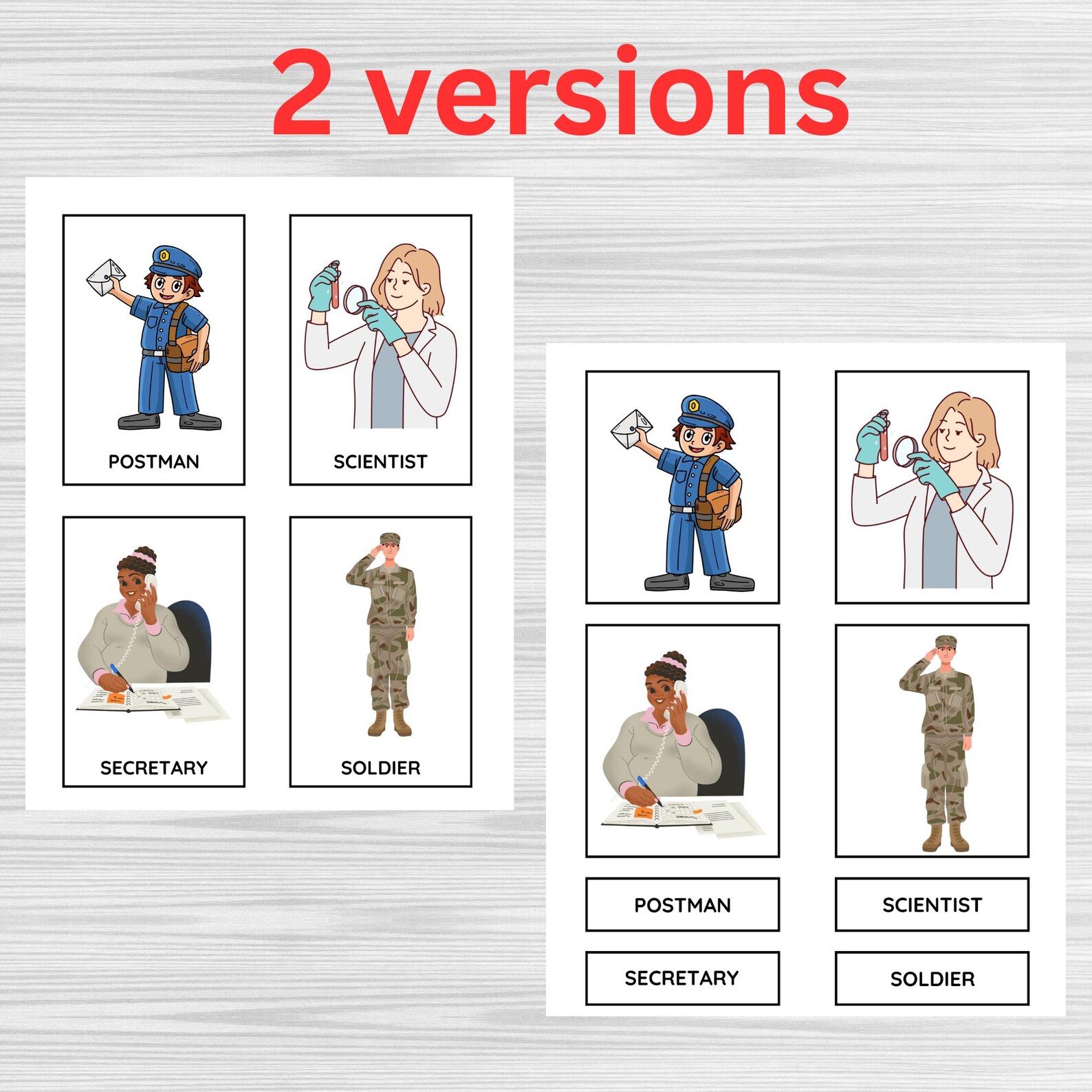 52 Professions Flashcards Printable / Job Image Cards for Kids ...