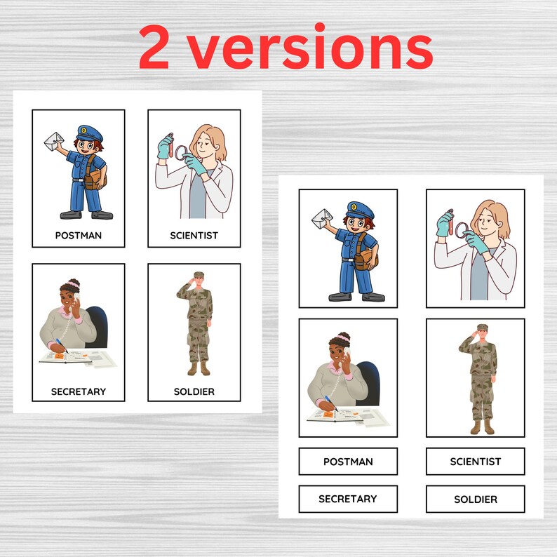 52 Professions Flashcards Printable / Job Image Cards for Kids ...
