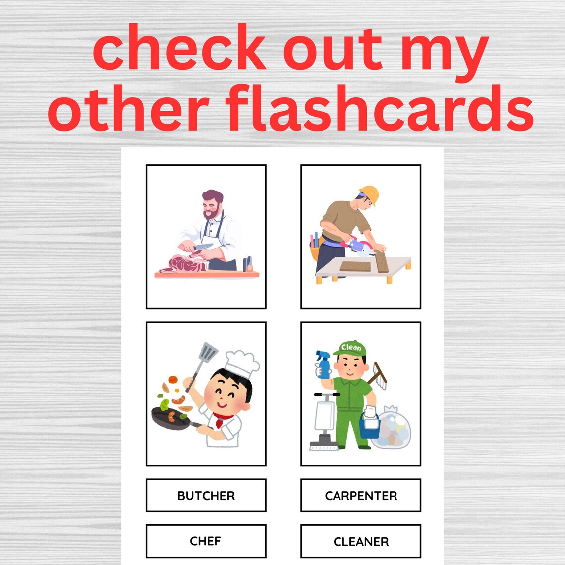 52 Professions Flashcards Printable / Job Image Cards for Kids ...