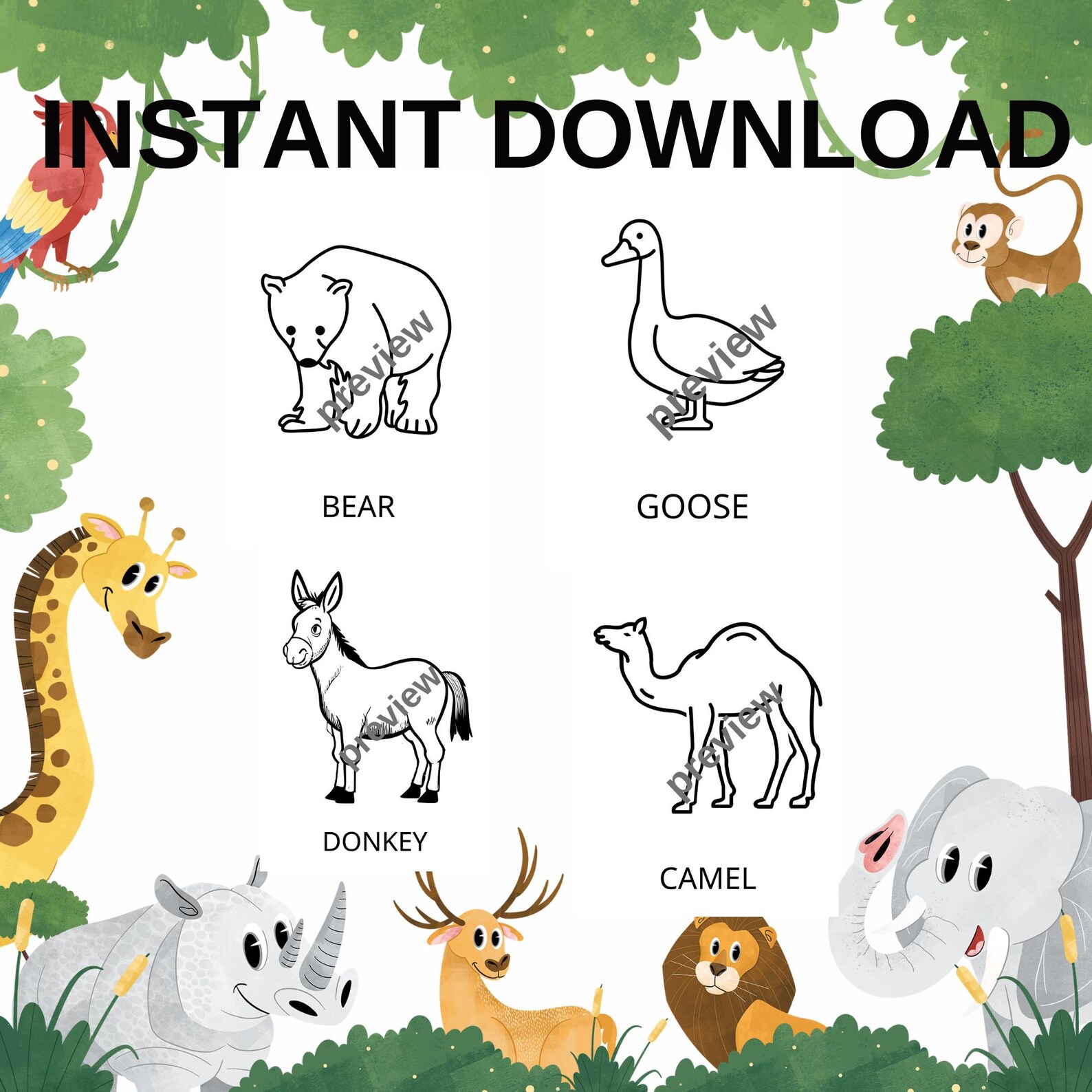 Printable Animal Coloring Pages | Fun and Easy Color Activity | Toddler ...