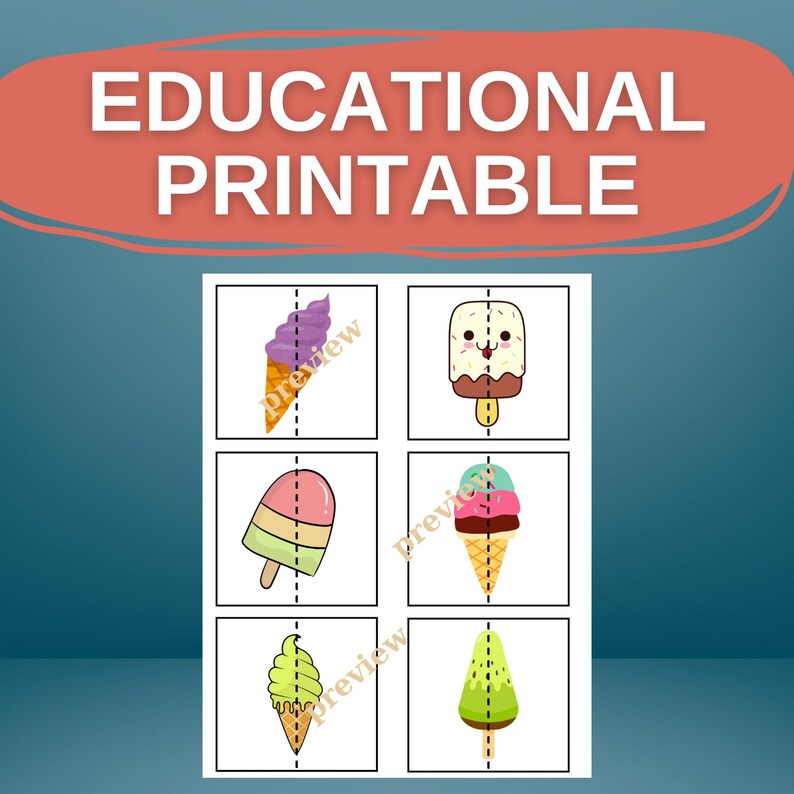 Ice Cream Matching Game / Summer Printable / Homeschol Printable ...