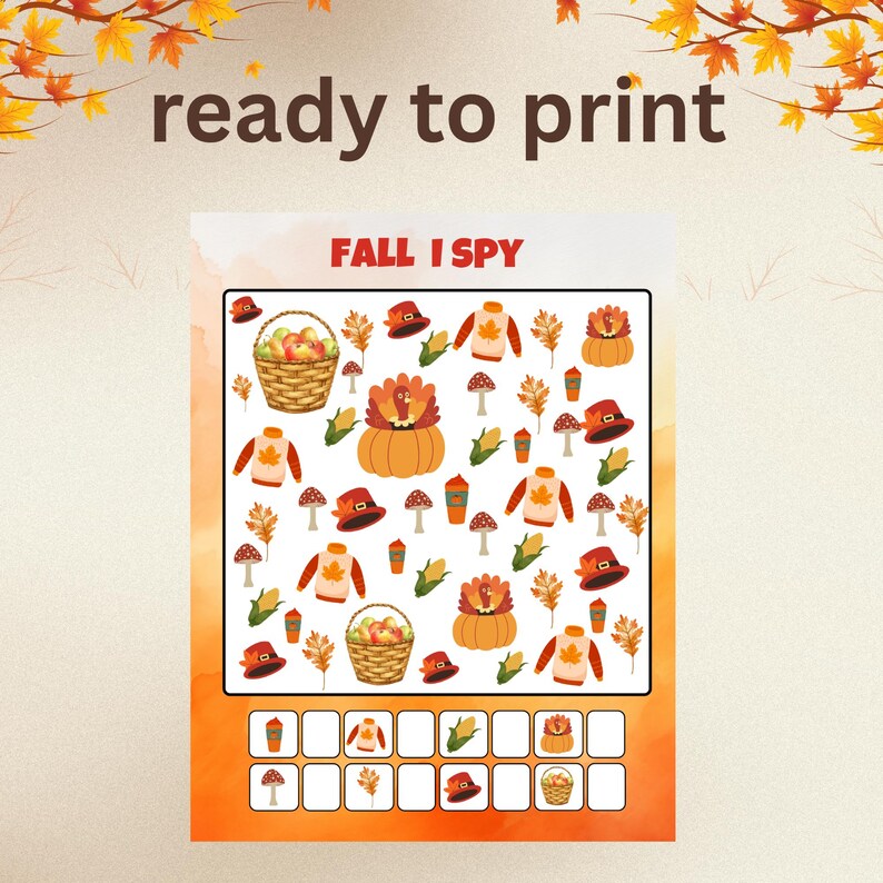 Fall I Spy Game / Spy Printable Activities / Fall Autumn Preschool ...