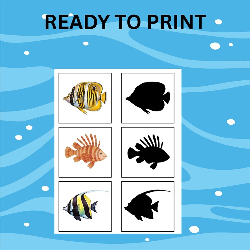 Ocean Animals Shadow Matching Cards Printable – Montessori Toddler ...