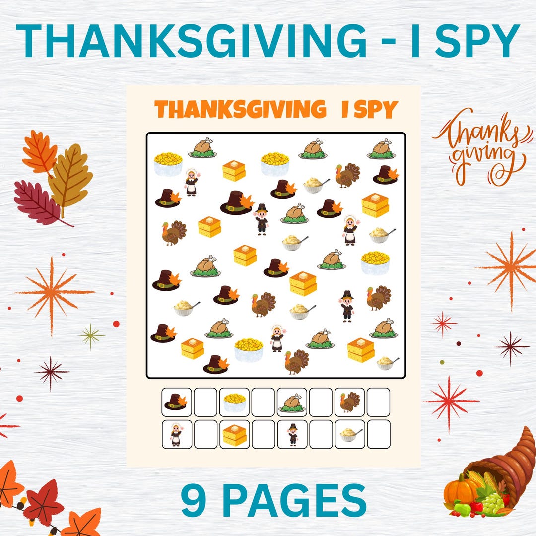 Thanksgiving I Spy Printable Game / Thanksgiving Game / Thanksgiving ...