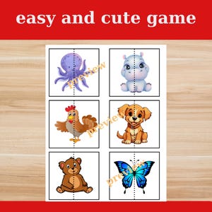 Animals Matching Game: Printable Learning Activity (digital Download ...