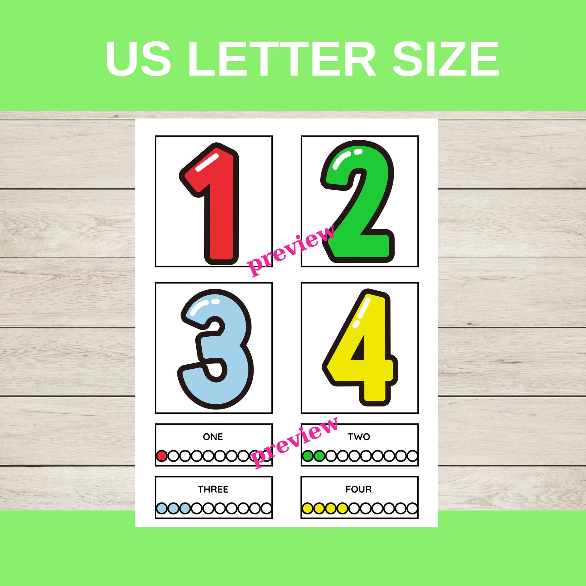 Numbers Flashcards 1-10 / Preschool Learning Printable / Counting Flash ...