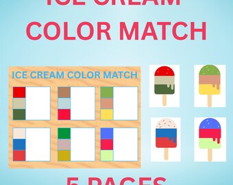 Color Matching Printable Game, Ice Cream Activity for Toddlers & Pre ...