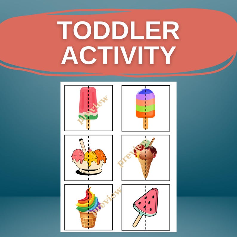 Ice Cream Matching Game: Summer Preschool Printable (PDF) - Etsy