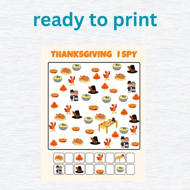 Thanksgiving I Spy Printable Game / Thanksgiving Game / Thanksgiving ...