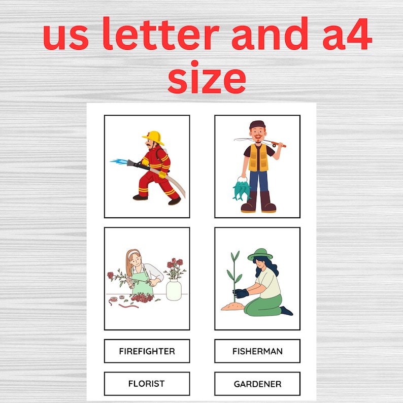52 Professions Flashcards Printable / Job Image Cards for Kids ...
