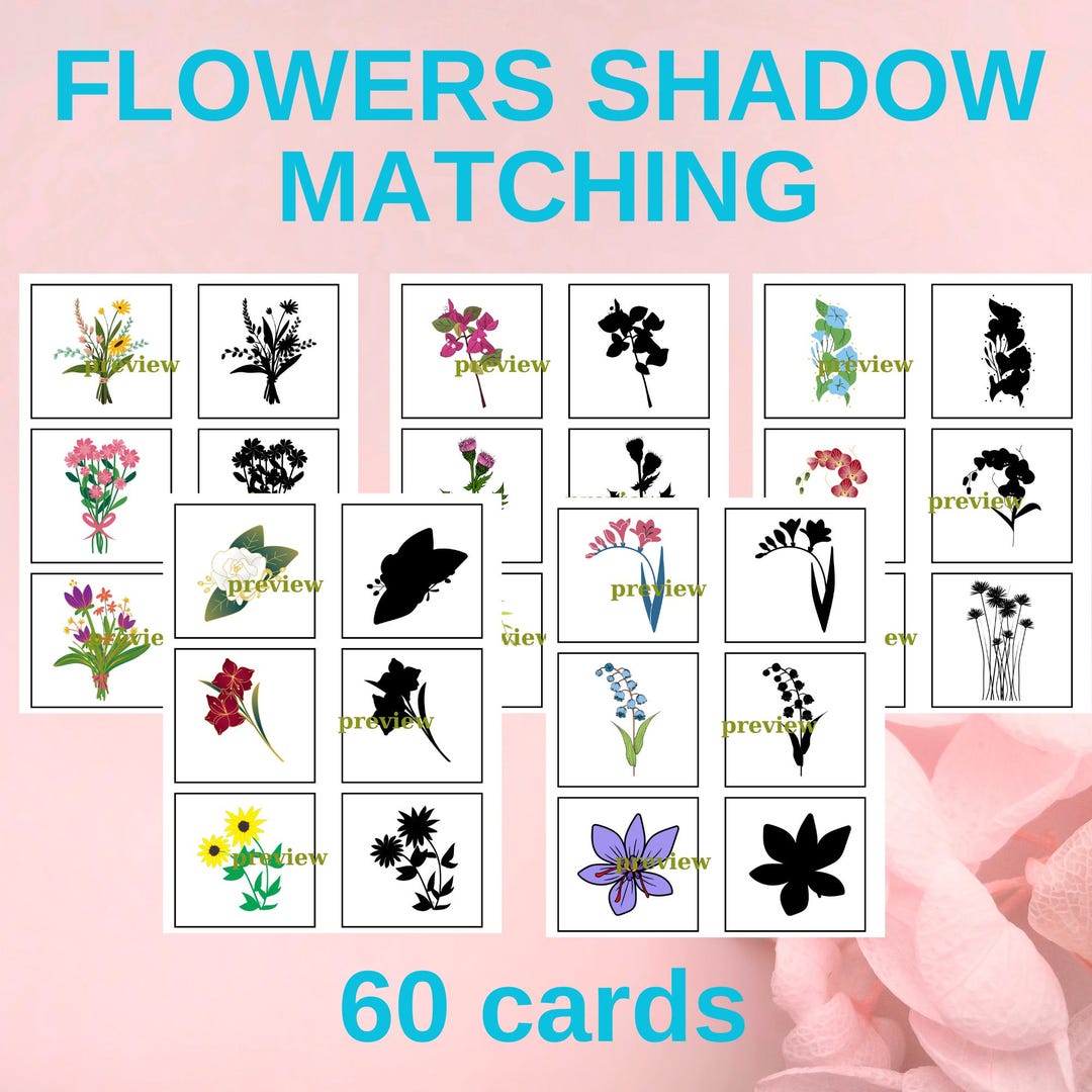 Printable Flower Shadow Matching Cards / Montessori Preschool Activity ...