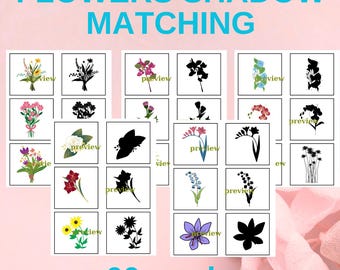 Flower Shadow Matching Cards: Montessori Learning Game (PDF Download ...