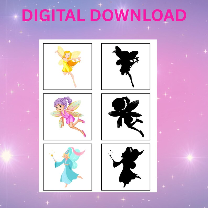 Fairies Shadow Matching / Preschool Learning / Montessori Activity for ...