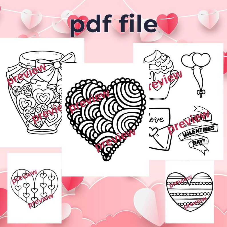 Printable Valentines Day Coloring Pages; Easy and Cute Designs for Kids ...