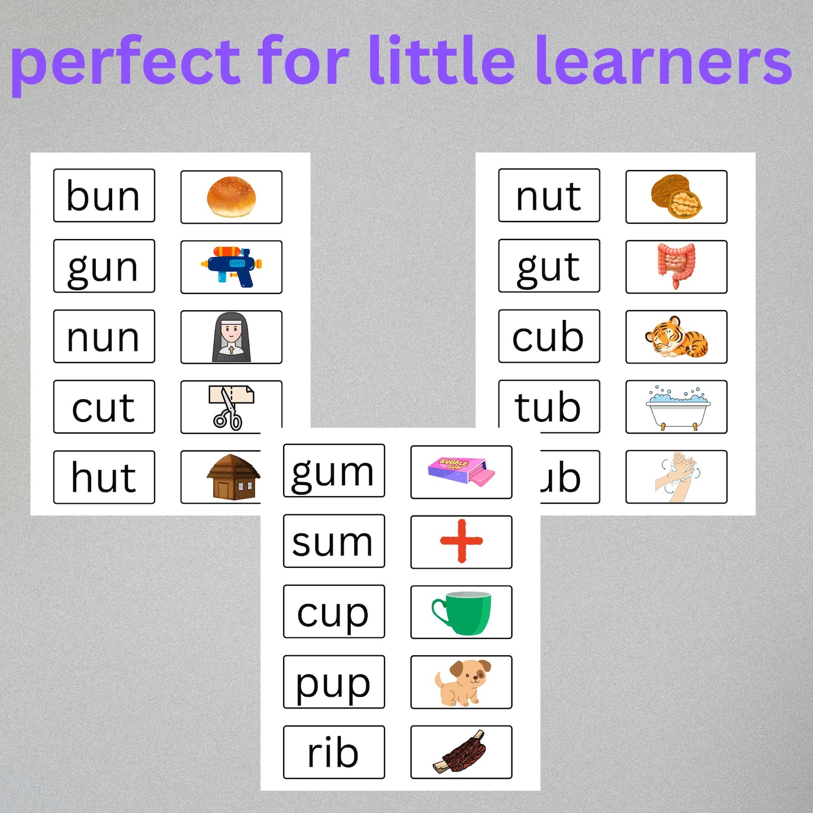 110 CVC Words Reading Printable / Montessori Phonics Cards ...