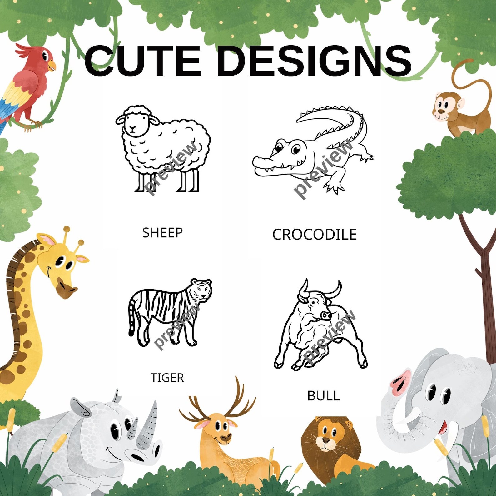 Printable Animal Coloring Pages | Fun and Easy Color Activity | Toddler ...