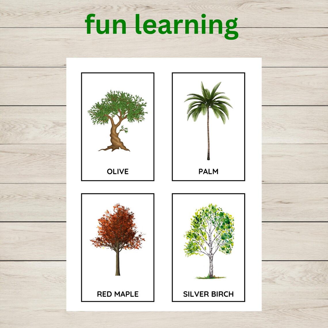 Montessori Tree Flashcards: 32 Printable Cards for ESL & Homeschool ...