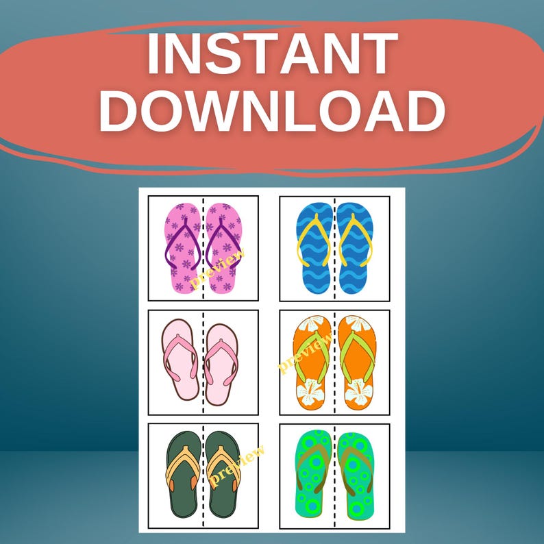 Flip Flop Matching Game / Summer Matching Activity / Preschool Matching ...