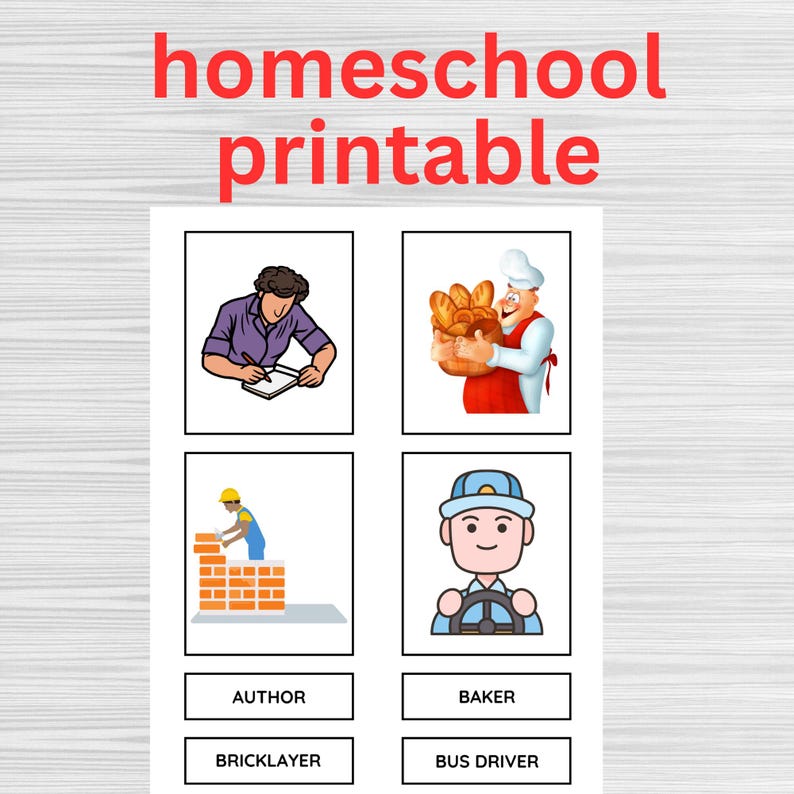 52 Professions Flashcards Printable / Job Image Cards for Kids ...
